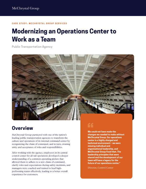 Modernizing an Operations Center to Work as a Team | McChrystal Group