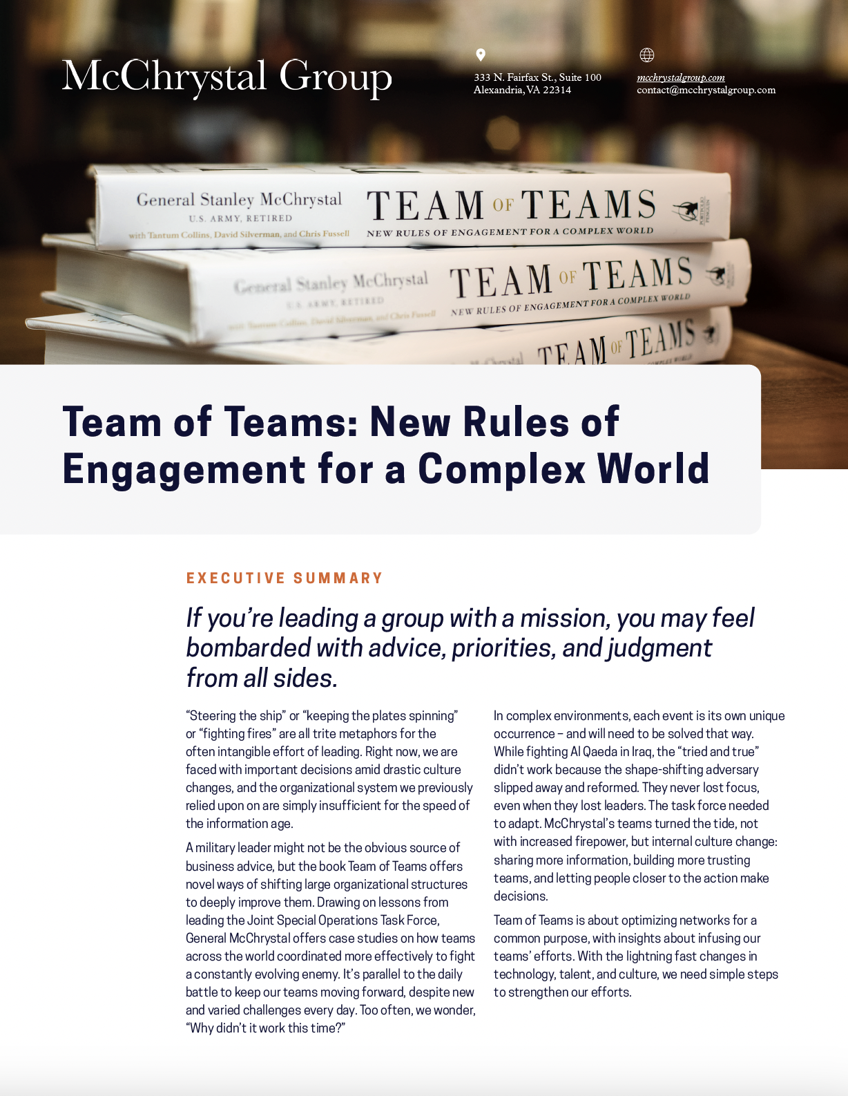 Team of Teams® Executive Summary Guide | McChrystal Group